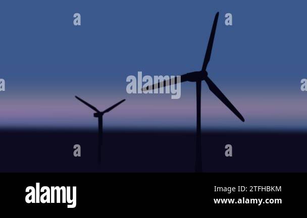 4K 3D Wind turbine farm energy storage system. Renewable energy power ...