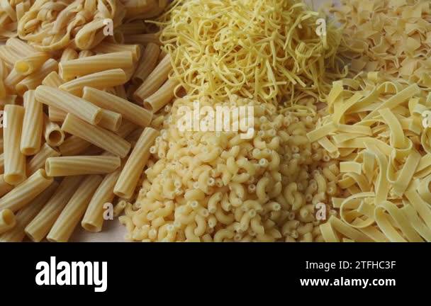 Layout of Italian raw pasta, different types and shapes of pasta Stock ...