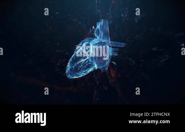 3d Hologram of Human Heart Surrounded By Energy Flows In A Futuristic ...