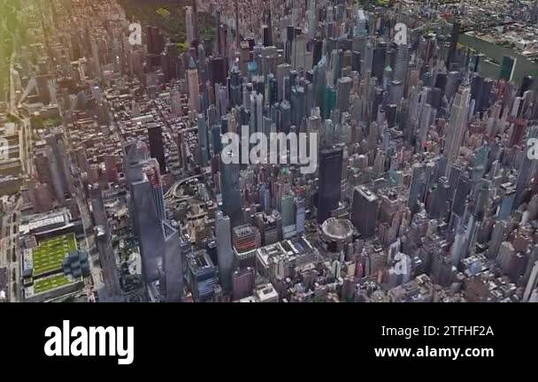 8K 60p 7680x4320.Skyscraper buildings in 3D modeling of New York city.Render footage in virtual ...