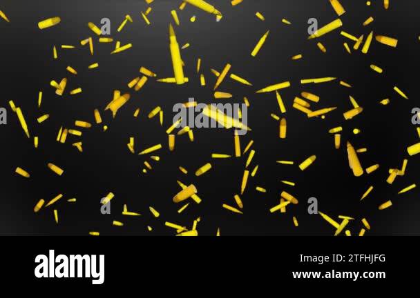 4K 3DFalling bullets on a black background with depth of field. 4k loop ...