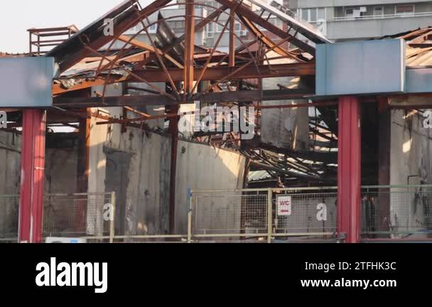 Belgrade, Serbia - March 29, 2022: Burnt Structure Damage After Inferno ...
