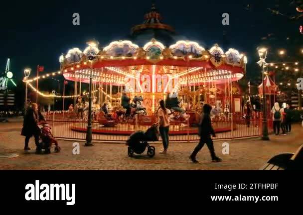 Sochi, Russia - January 02 2022: Colorful Carousel Attraction Ride With ...