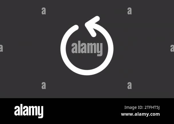 Animated restart white line ui icon. Rotate to left. Repeat. Seamless ...