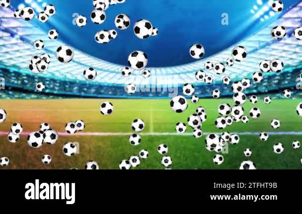 4K 3D animation soccer ball. Ball rotated loop on Falling green screen ...