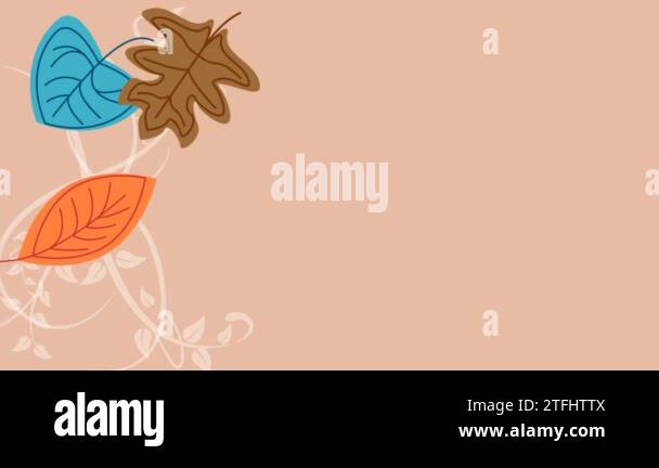 Autumn drawing background with copy space. Dead leaves falling. 2D ...