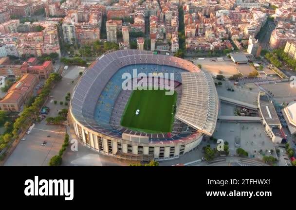 Aerial view of Camp Nou FC Barcelona football Stadium in Barcelona ...