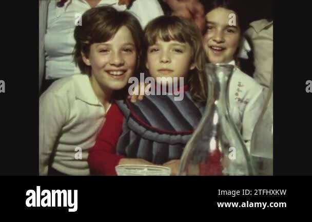 PALERMO, ITALY MAY 1975: Smiling and happy children family portrait in 70s Stock Video Footage ...