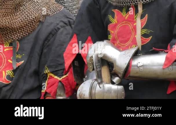 Trostyanets, Ukraine - August 21, 2021: Reproduction of medieval battle ...