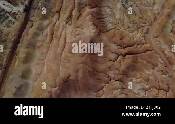 aerial landscape footage of the soil erosion due to deforestation and ...