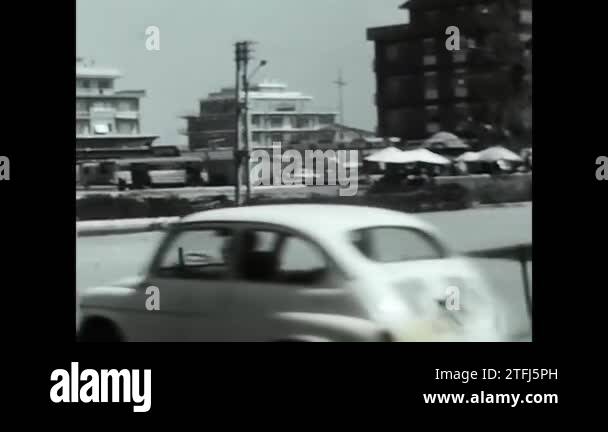 lavinio, Italy June 1960 : traffic in the street with cars and buses in ...
