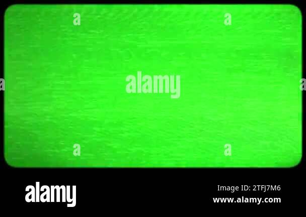 Green TV screen with noise vhs effect. The problems video signal of ...