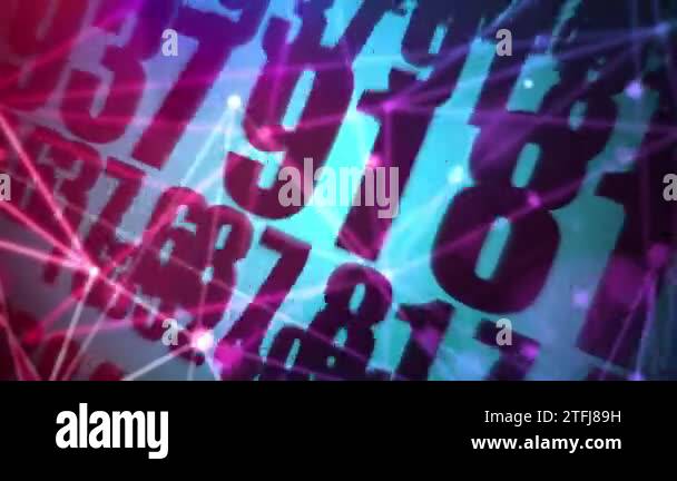 The continuous random numerals with connecting lines on the front look ...