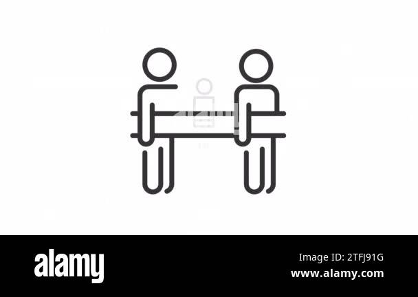 Animated support linear icon. Help colleagues at work. Teambuilding ...