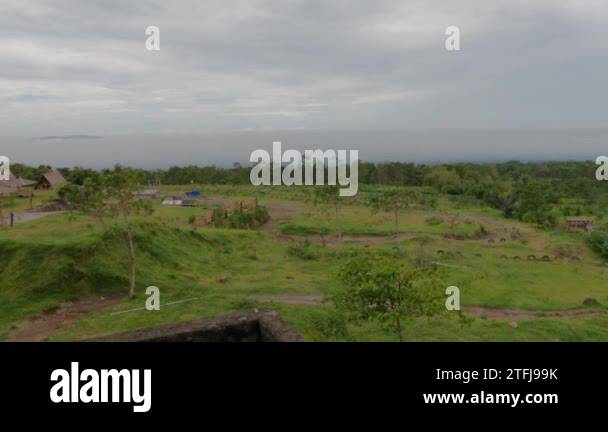 The view of the slopes of Mount Merapi, which is quite active, emits ...