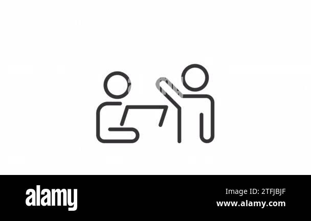 Animated coaching linear icon. Mentoring process. Employee training ...