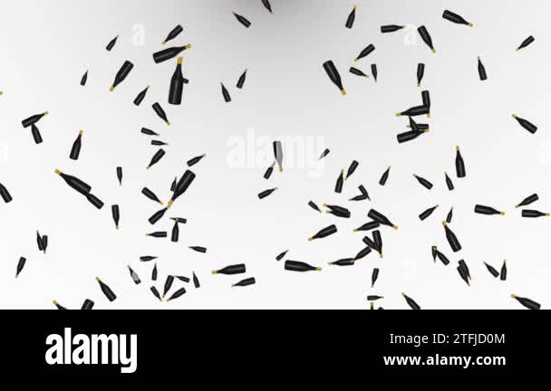 3d animation in 4k Beer glass bottles falling on green screen ...