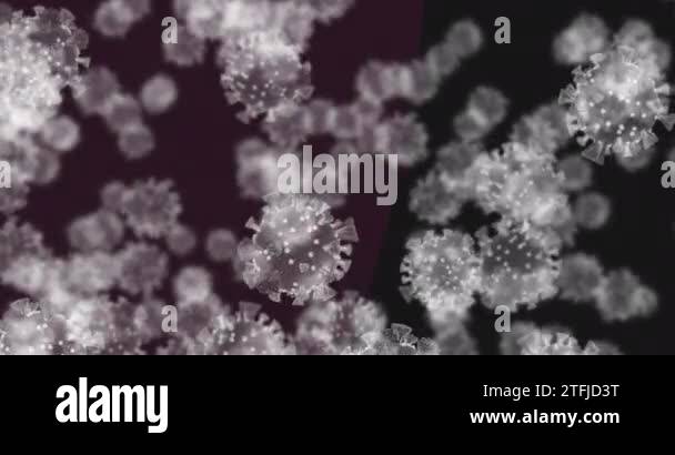 Animation of virus cells over dna strand. global science and digital ...