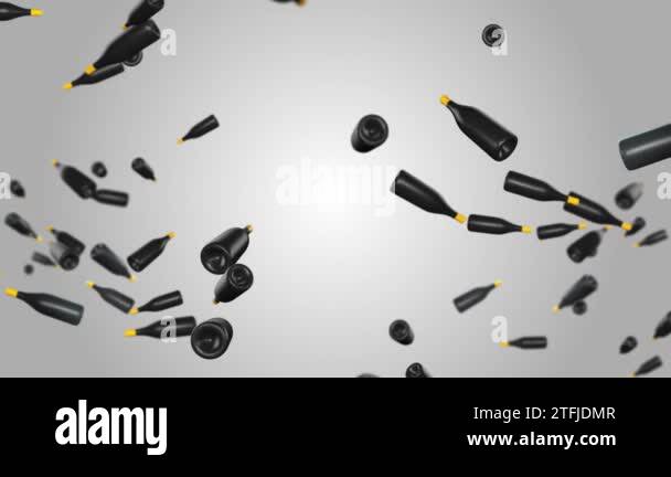 3d animation in 4k Beer glass bottles falling on green screen ...