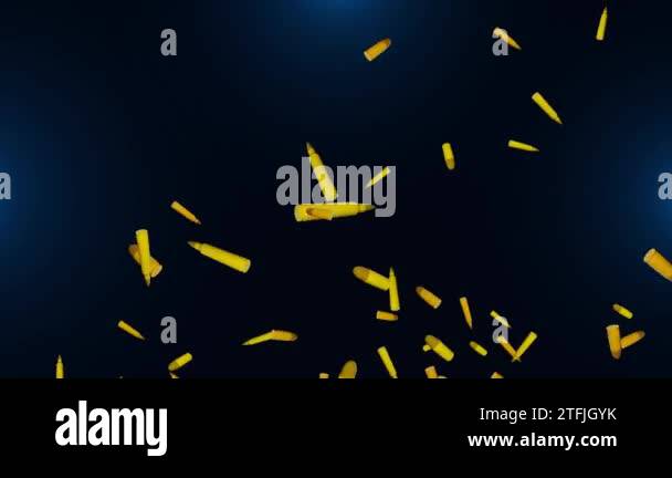 4K 3DFalling bullets on a black background with depth of field. 4k loop ...