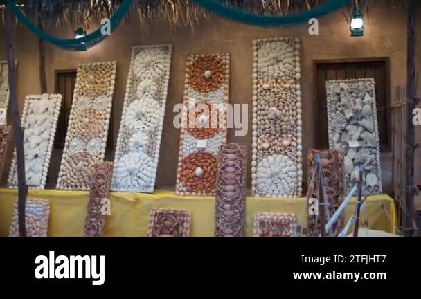 traditional hand made Arabic sea shell art and craft Close up shot in ...