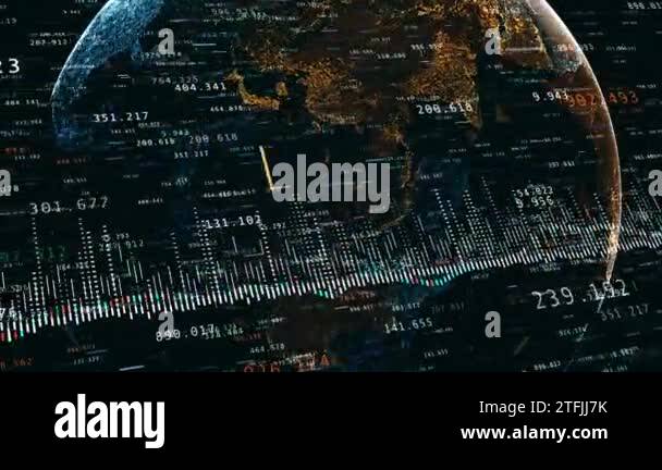 Abstract intro animation with volatile charts and numbers. Financial ...