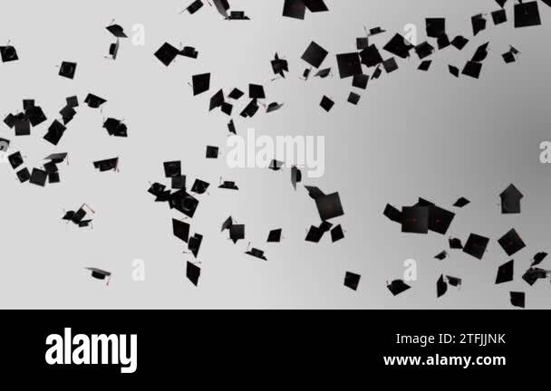 4k footage animation Graduation. Throwing up caps, diplomas 3D animaton ...