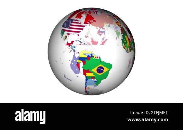 World Countries with Their National Flags Rotating Stock Video Footage ...