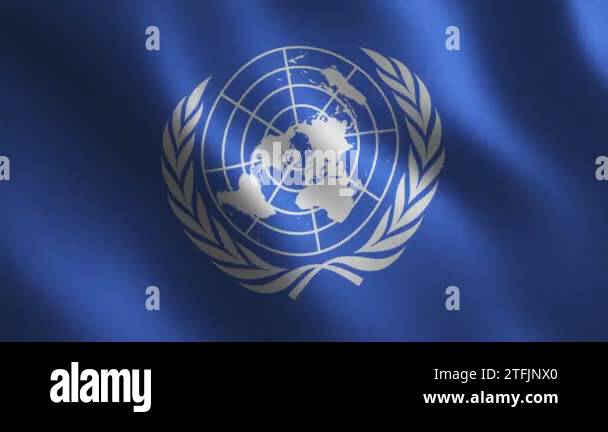 United Nations flag waving. Abstract background. Loop animation. Motion ...