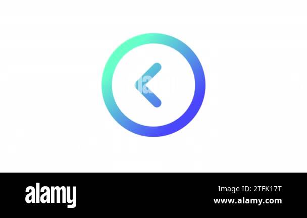 Animated move back gradient ui icon. Previous web page. Seamless loop 4k video with alpha ...