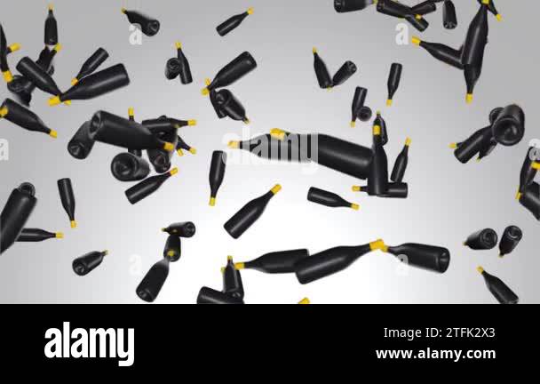 3d animation in 4k Beer glass bottles falling on green screen ...