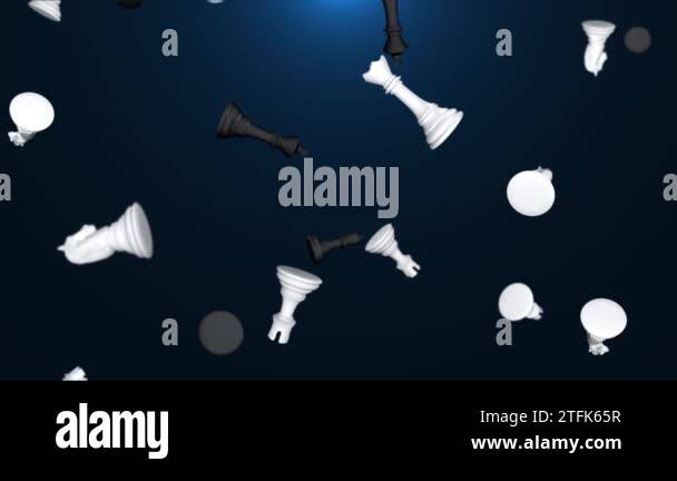 Black and white chess king the top of a chess piece falling Down Loop Animation Stock Video ...
