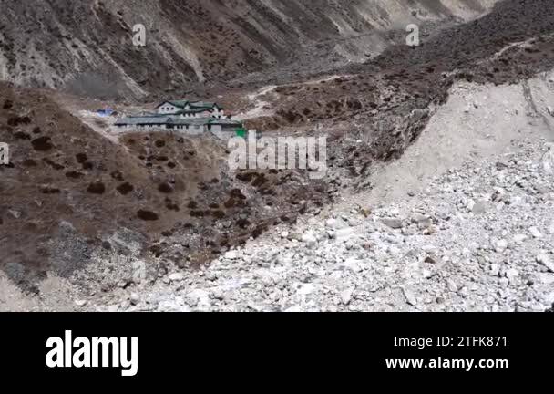 A panning view of the tiny village of Dukla and the surrounding glacier ...
