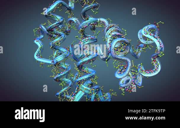 Chain of amino acid or bio molecules called protein - 3d illustration ...