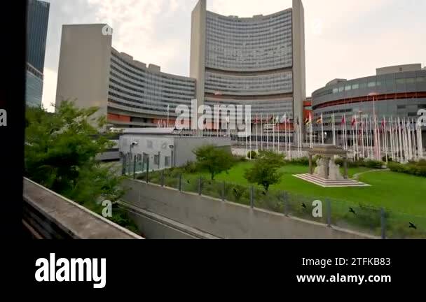 Vienna, Austria, August 2022. POV footage from the subway window as it ...