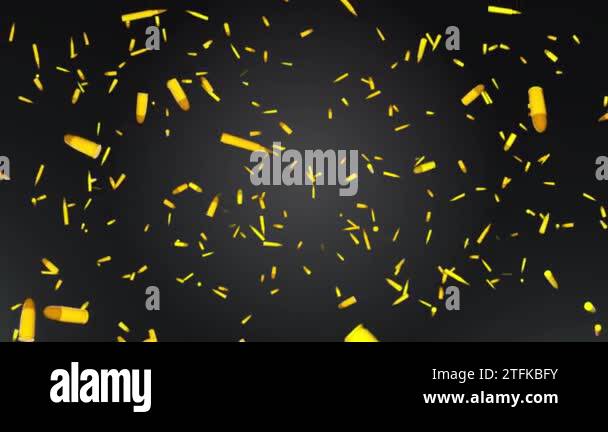4K 3DFalling bullets on a black background with depth of field. 4k loop ...