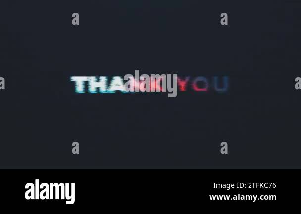 Thank you colorful text with glitch effect loop title on black ...