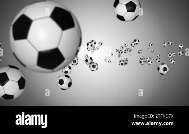 4K 3D animation soccer ball. Ball rotated loop on Falling green screen ...