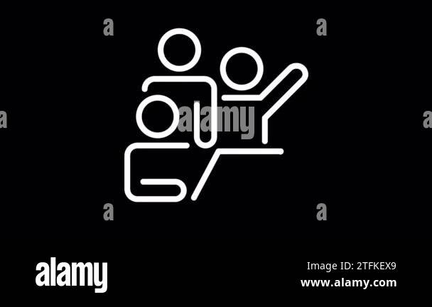 Animated collab white linear icon. Working together on project. Team ...