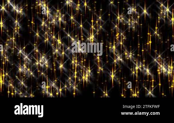 Yellow star with white blinking in dark animation background. 2D ...