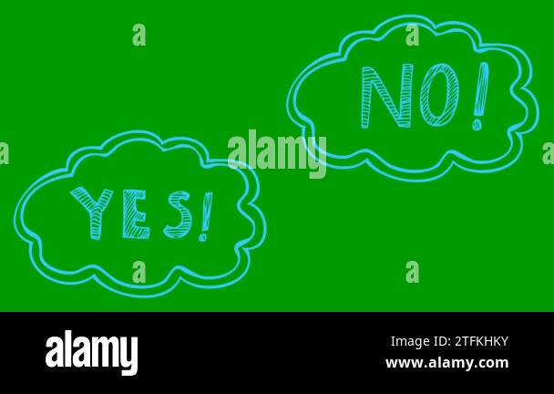 Animated speech cloud icon in sketch style. blue doodles with text Yes ...