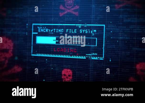 4k Loop Petya ransomware attack, data encryption alert warning sign digital binary code ...