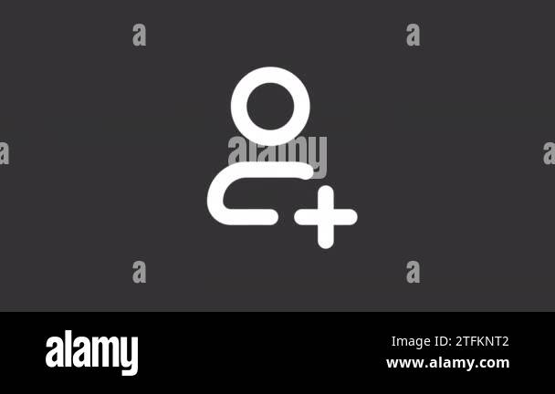 Animated add white line ui icon. New contact. Address book. Seamless ...