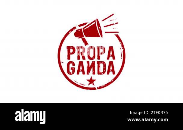 Propaganda stamp and stamping impact isolated animation. Manipulation ...