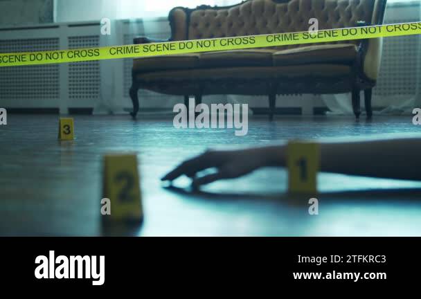 Closeup of a Crime Scene in a Deceased Persons Home. Dead man, Police ...