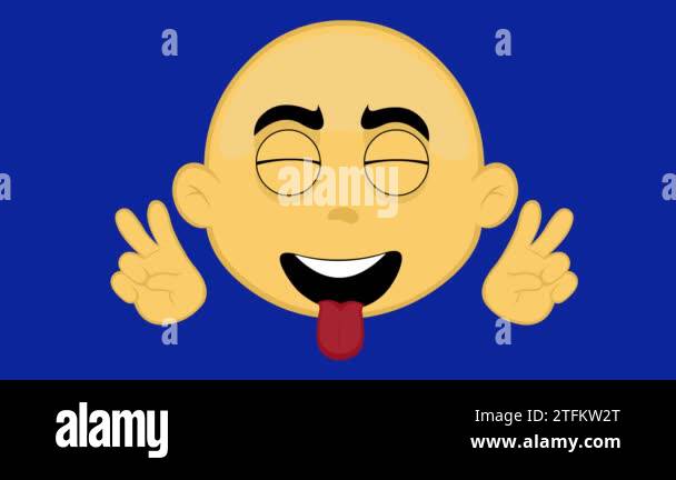 Loop animation of the face of a yellow, bald cartoon character, making ...