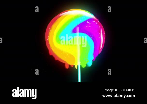 Rainbow shining candy animation on black screen. The concept of ...