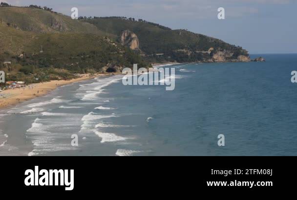 Sperlonga beach, Italy. Aerial view of Sperlonga beach in the province ...