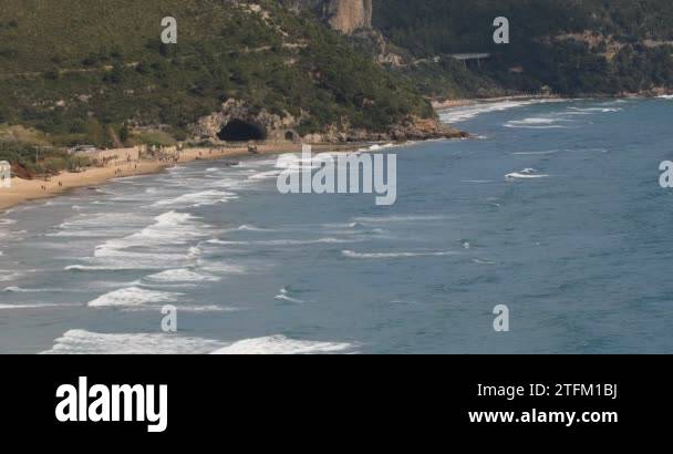 Sperlonga beach, Italy. Aerial view of Sperlonga beach in the province ...