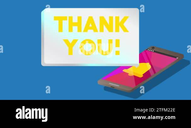 Thank You Text On Notification Bubble From Portable Information Device Screen Mobile App